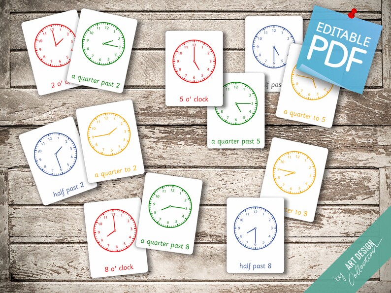 TELLING TIME level 1 48 Editable Montessori Cards Time - Etsy