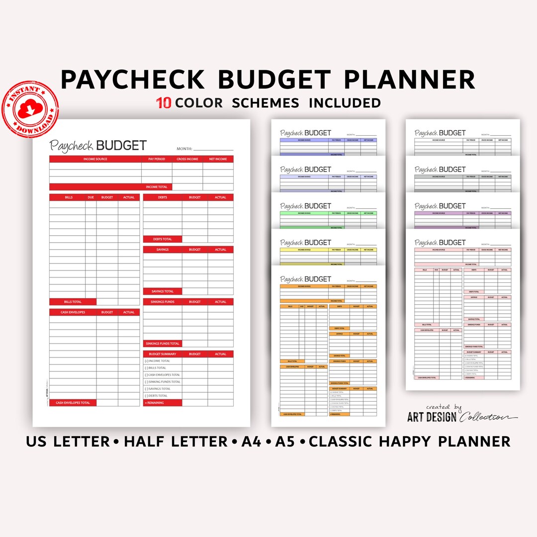Paycheck Budget Planner, Digital Planner Planner, Digital Download ...