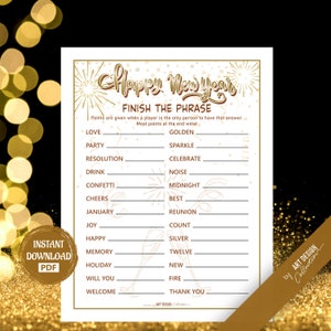 Happy New Year FINISH the PHRASE Game • Christmas Game Holiday ...