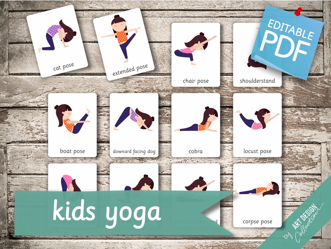 KIDS YOGA 16 Montessori Cards Flash Cards Nomenclature | Etsy