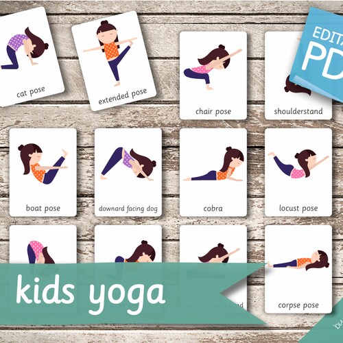 KIDS YOGA 16 Montessori Cards Flash Cards Nomenclature | Etsy