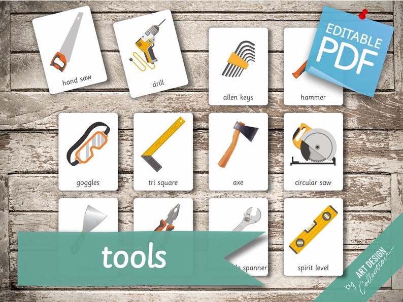 TOOLS • 40 Montessori Cards • Flash Cards Nomenclature Flashcards ...
