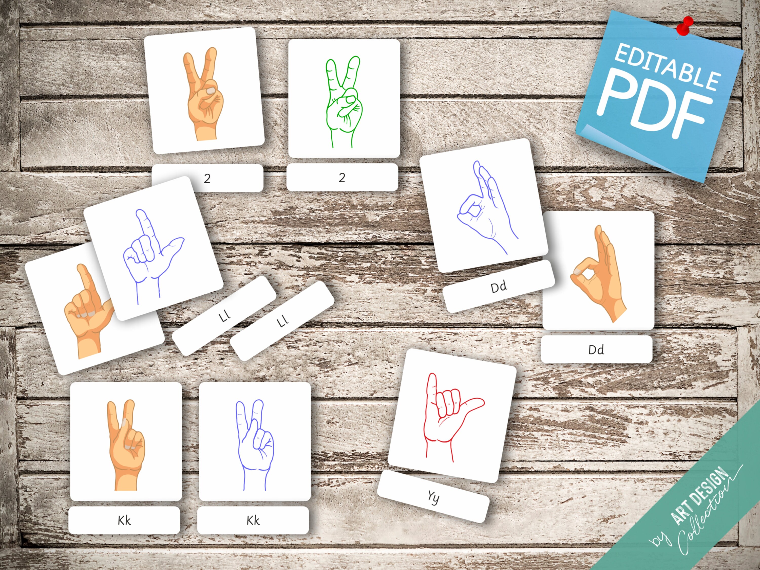SIGN LANGUAGE • 36+36 Editable Montessori Cards • Flash Cards ...