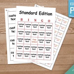EDITABLE BINGO • Standard Text Edition Custom Template Cards ...