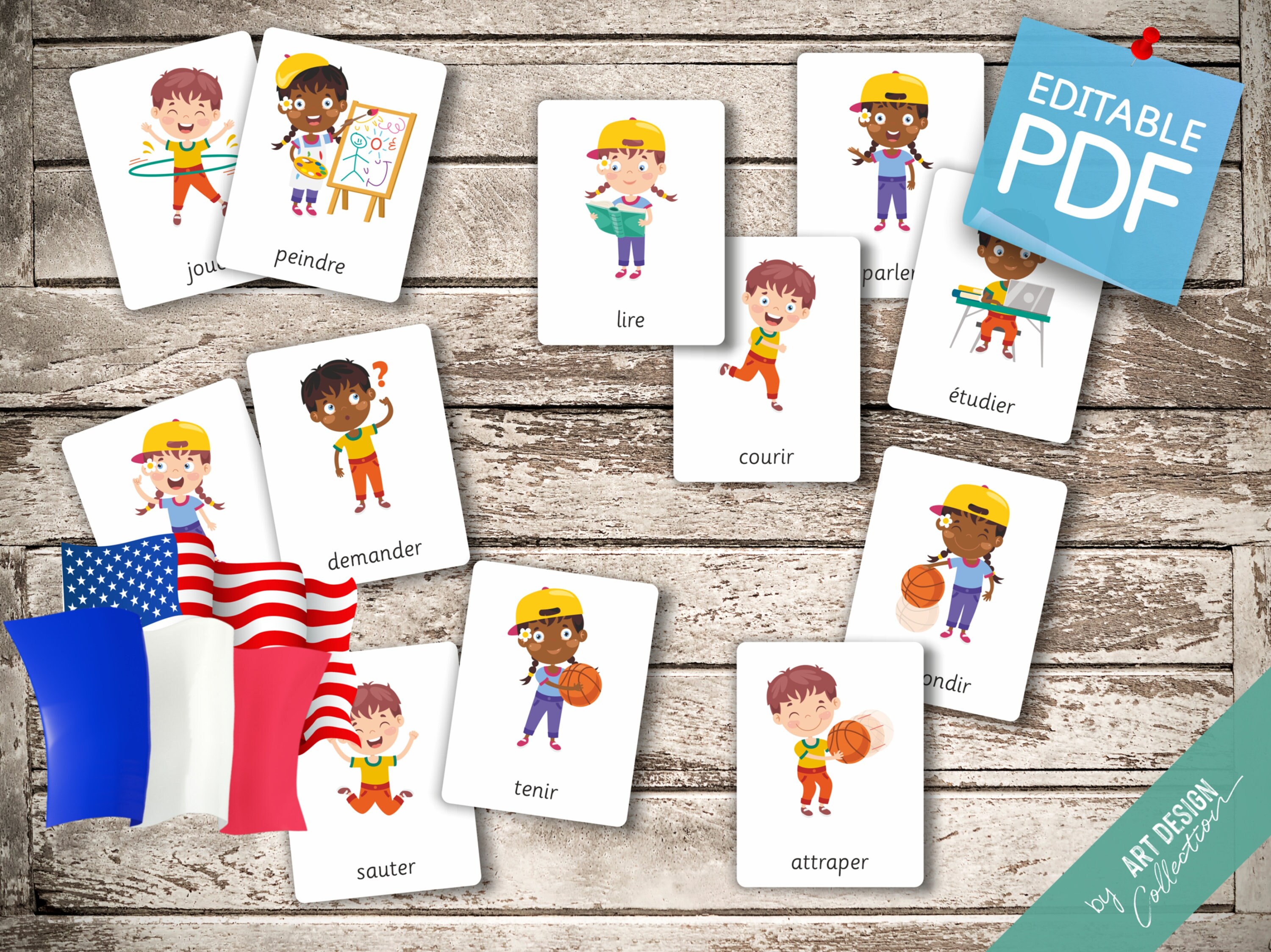 SCHOOL ACTION VERBS French Edition 16 French and 16 English - Etsy