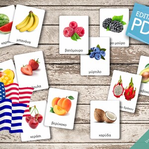 FRUITS GREEK Edition (real Pictures) • 50 Greek and 50 English Editable ...