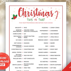 CHRISTMAS THIS or THAT Game • Christmas Game Holiday Christmas Party ...