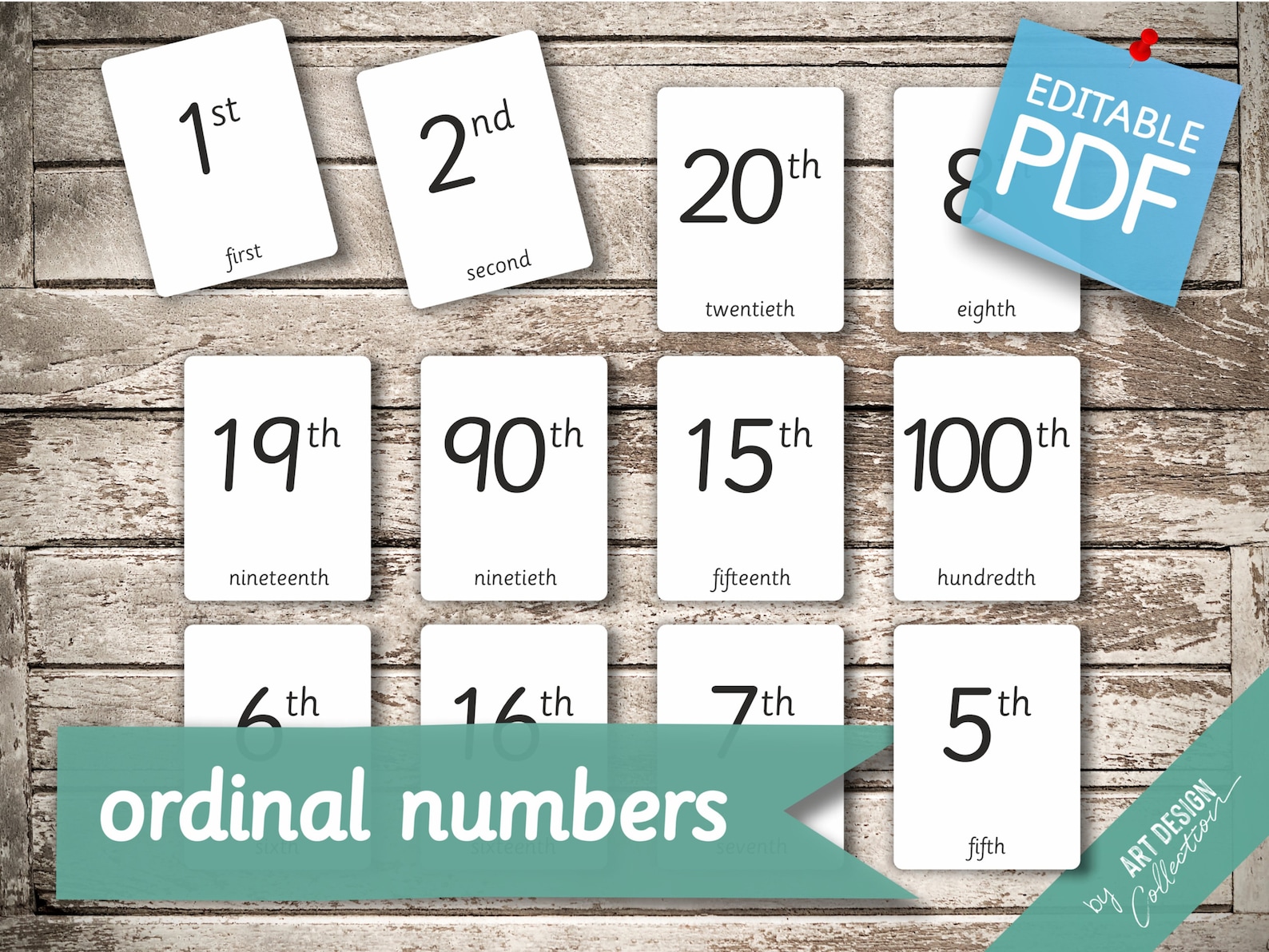 ORDINAL NUMBERS 28 Montessori Cards Flash Cards - Etsy