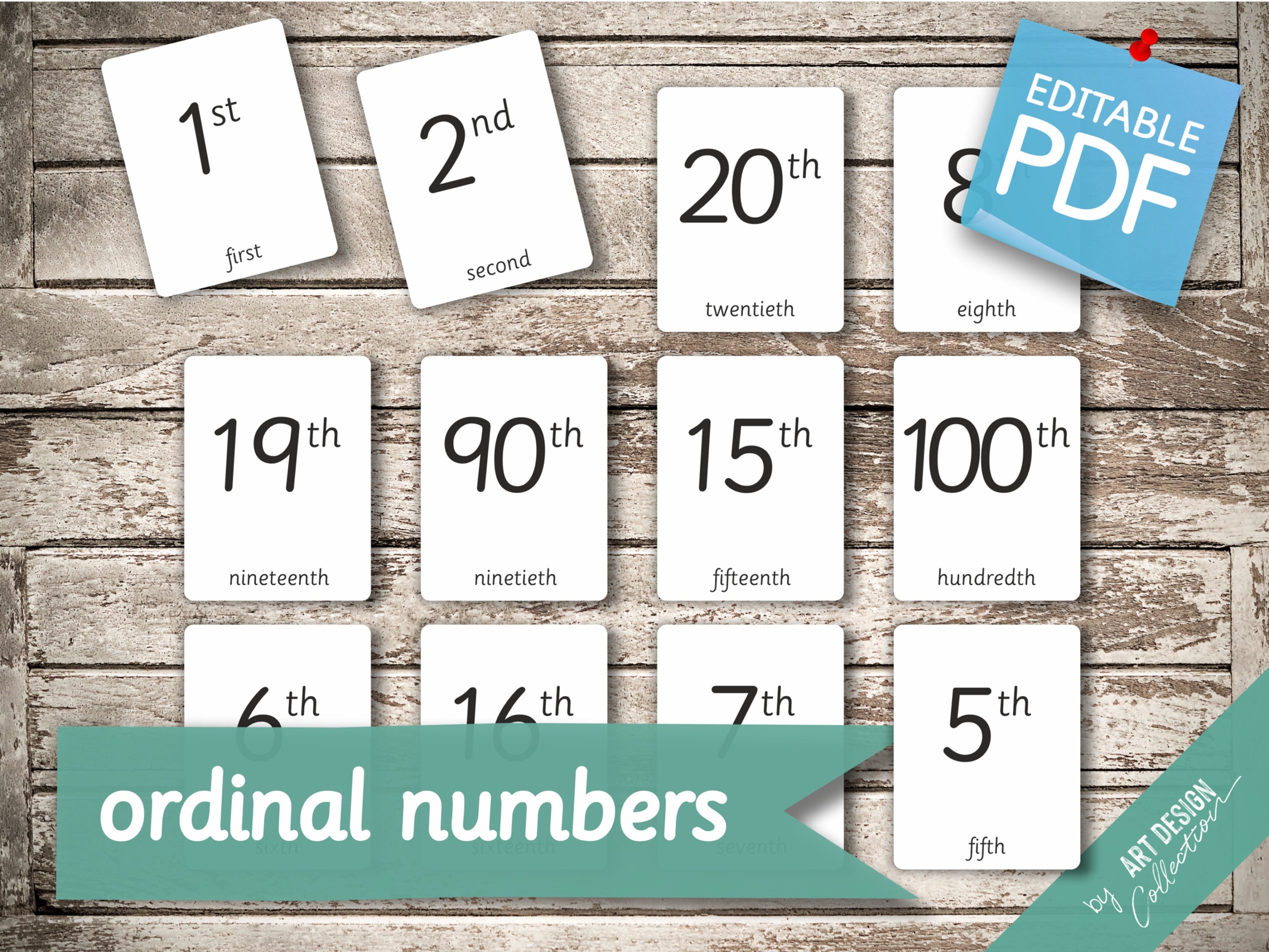 ORDINAL NUMBERS 28 Montessori Cards Flash Cards - Etsy