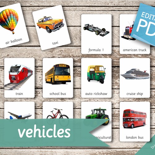 VEHICLES 62 Montessori Cards Flash Cards Nomenclature - Etsy