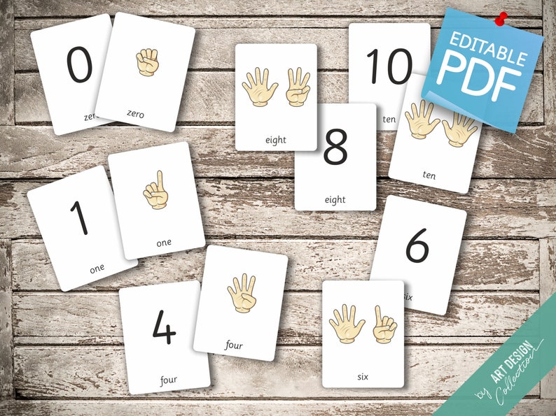 FINGERS COUNTING 39 Montessori Cards Flash Cards | Etsy