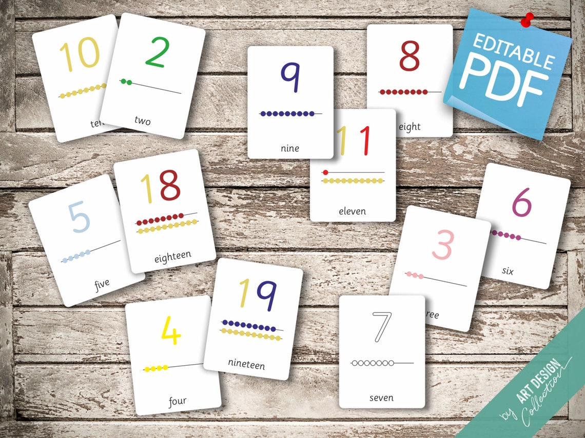 NUMBERS 0 to 31 32 Editable Montessori Cards Flash Cards - Etsy