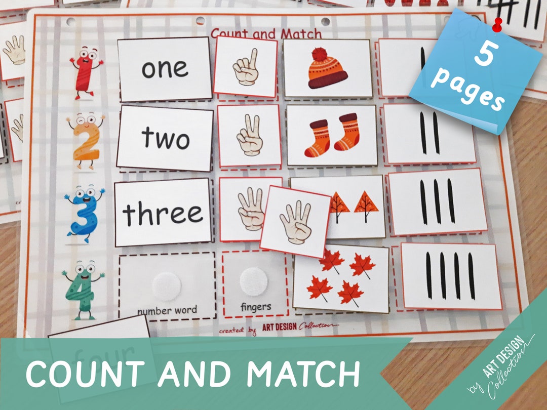 COUNT AND MATCH Busy Book Printable Preschool Activity Homeschool ...