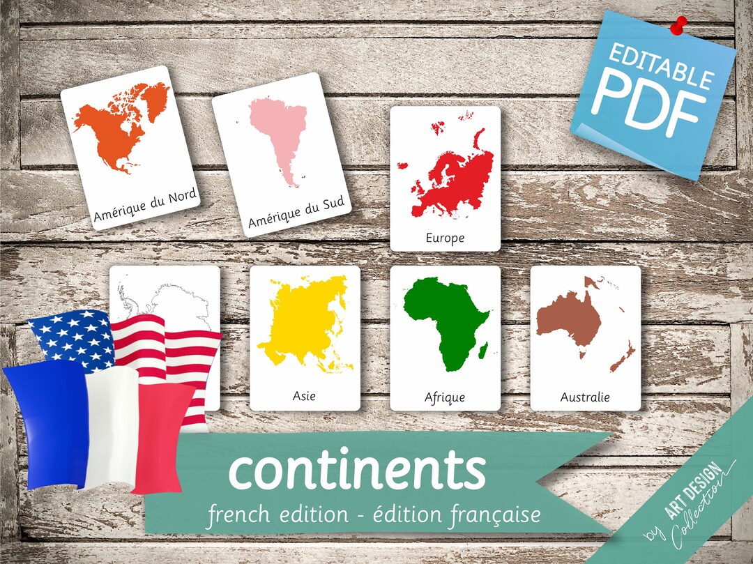 CONTINENTS of the WORLD French Edition • 8+8+8 French and English ...