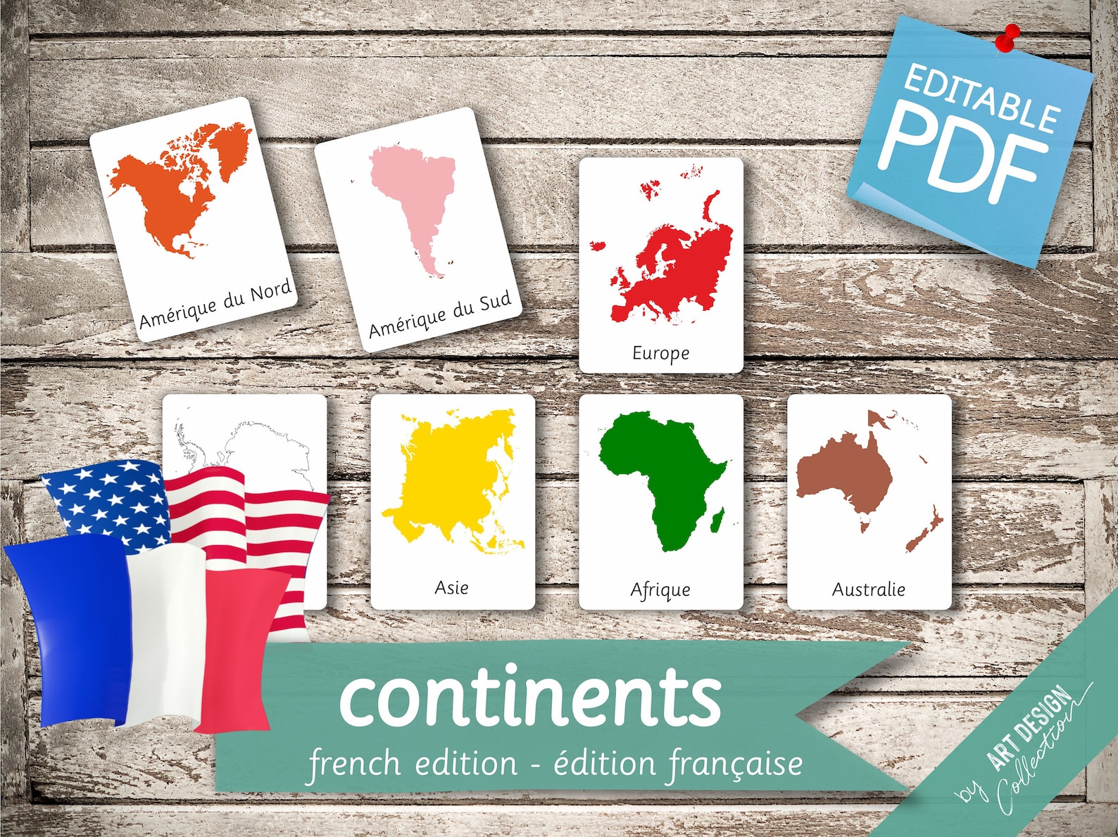 CONTINENTS of the WORLD French Edition • 8+8+8 French and English ...