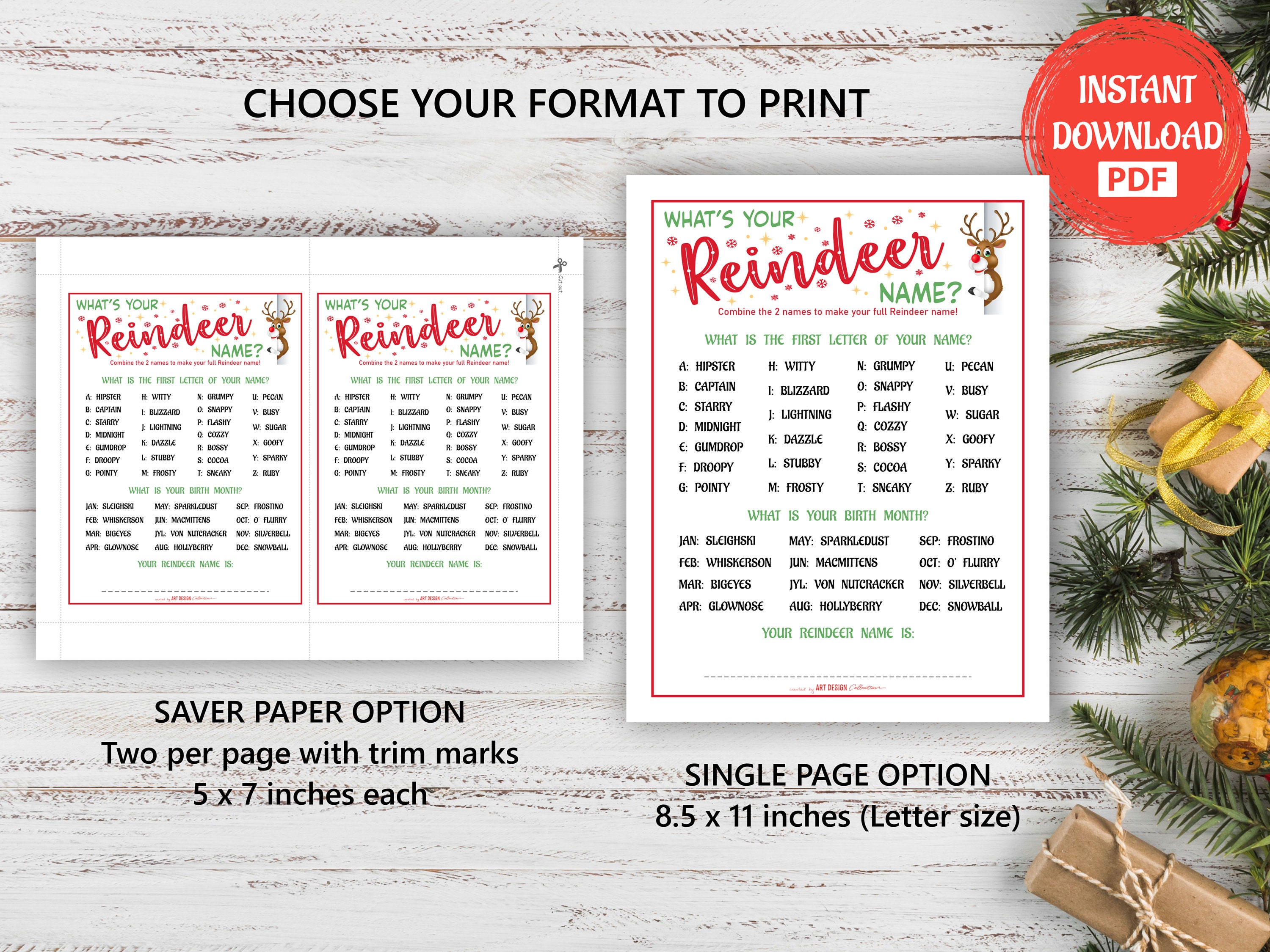 CHRISTMAS What's Your REINDEER Name? Game • Christmas Game Holiday ...