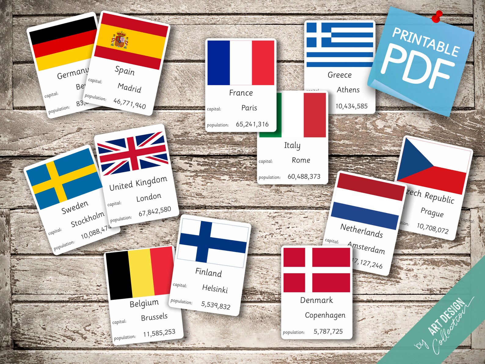 EUROPE FLAGS 57 Montessori Cards Flash Cards Nomenclature - Etsy Nederland