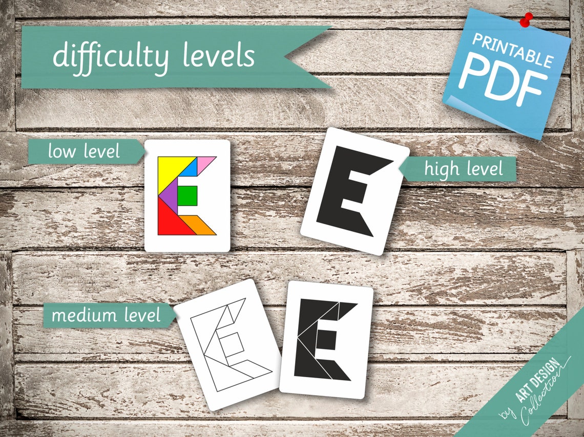 TANGRAM ALPHABET 104 Montessori Cards Flash Cards - Etsy