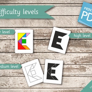 TANGRAM ALPHABET • 104 Montessori Cards • Flash Cards Nomenclature ...
