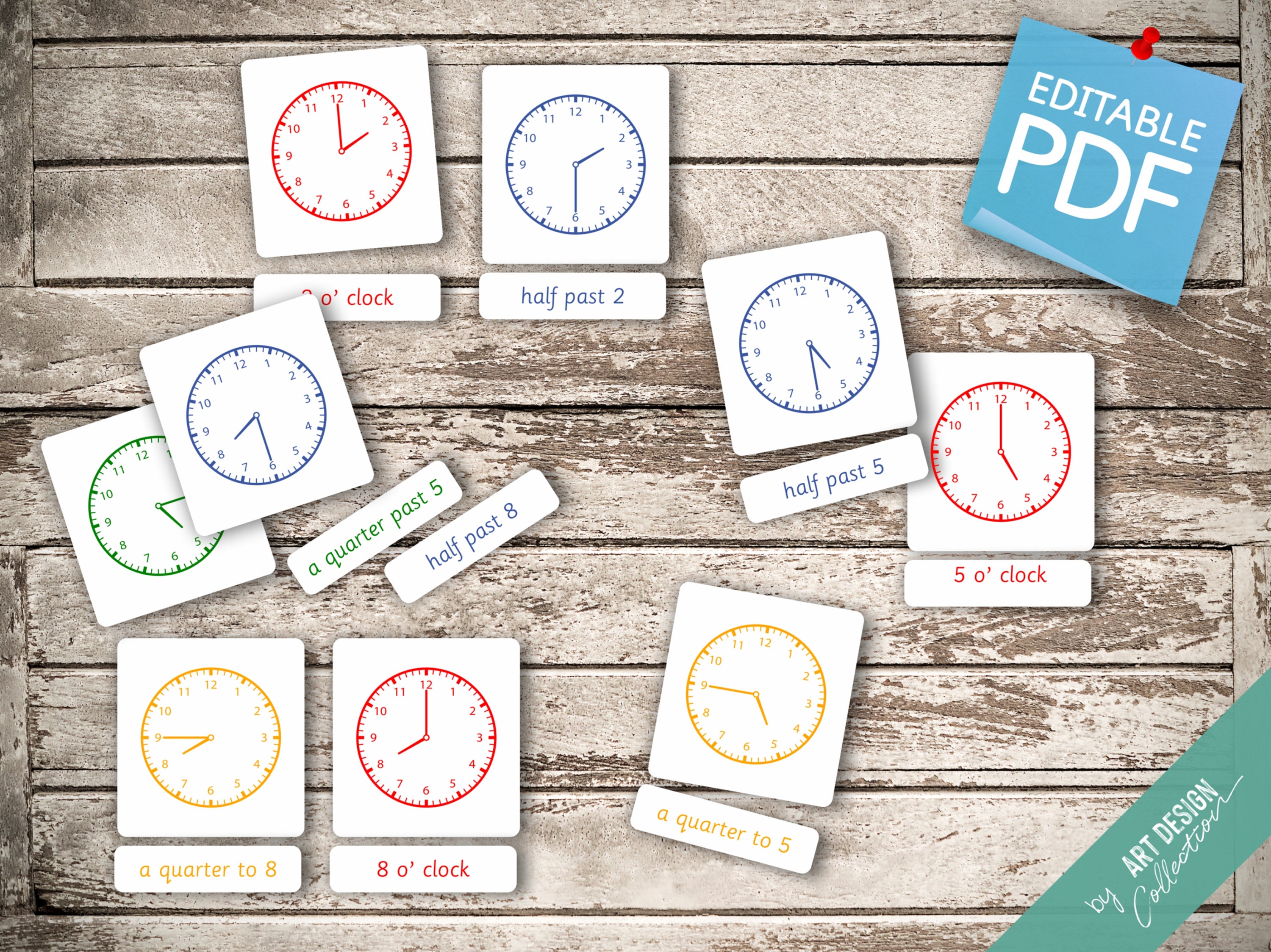 TELLING TIME (level 1) • 48 Editable Montessori Cards • Time Flash ...