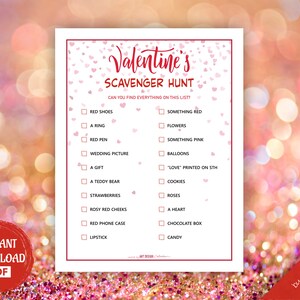 VALENTINE'S Scavenger Hunt Game • Valentines Day Game Holiday Love ...