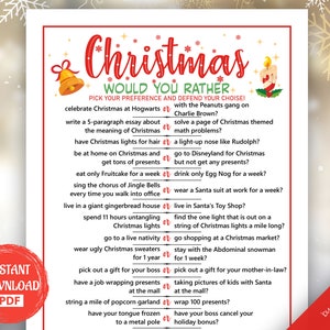 CHRISTMAS WOULD You RATHER Game • Christmas Game Holiday Christmas ...