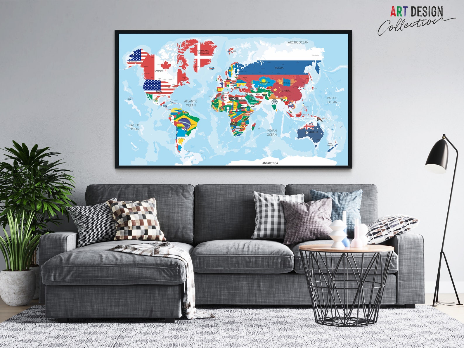 WORLD POLITICAL MAP Large World Map 100''x 58 - Etsy