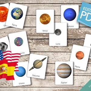 SOLAR SYSTEM SPANISH Edition • 13 Spanish and 13 English Editable ...