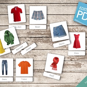 CLOTHES (real Pictures) • 40 Editable Montessori Cards • Flash Cards ...