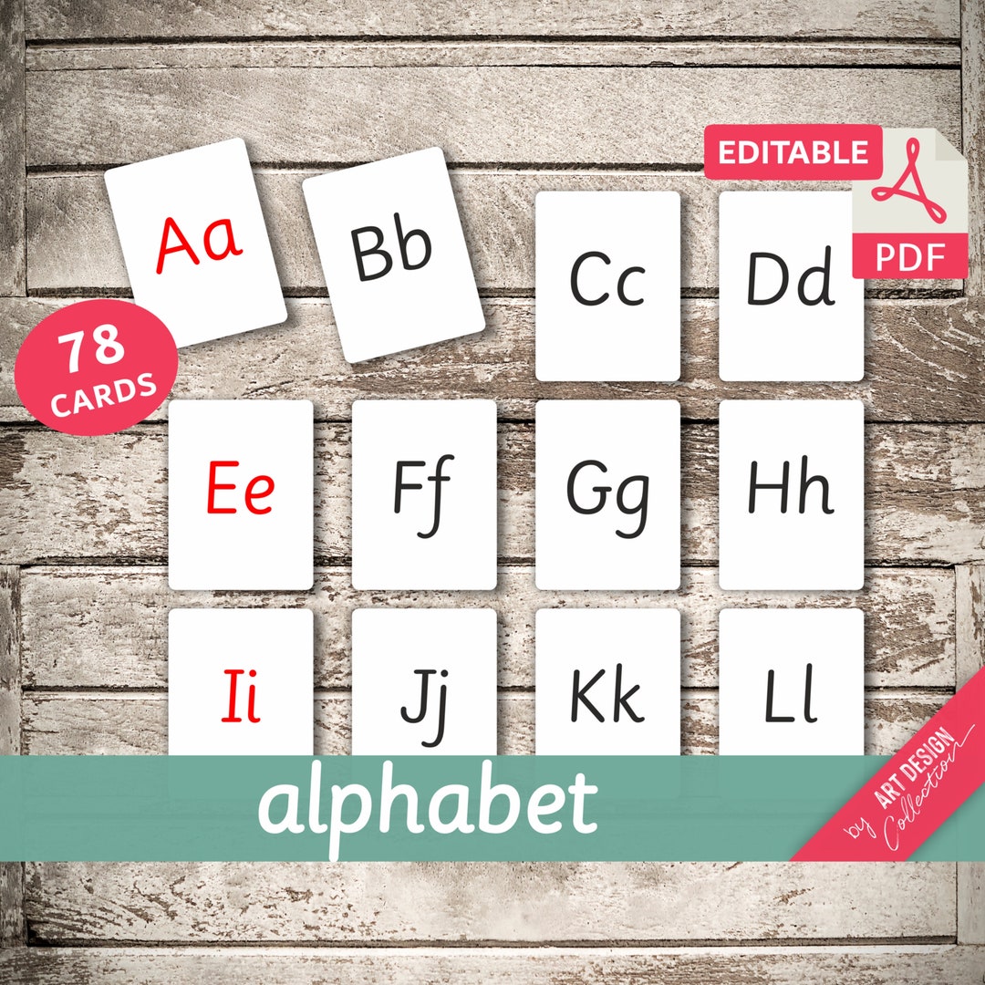 ALPHABET • 78 Montessori Cards • Flash Cards Nomenclature Flashcards ...