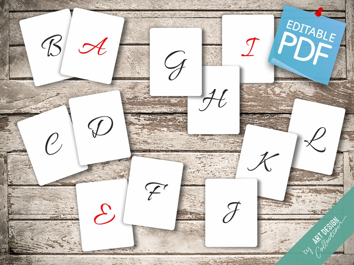 CALLIGRAPHY ALPHABET 78 Montessori Cards Flash Cards | Etsy