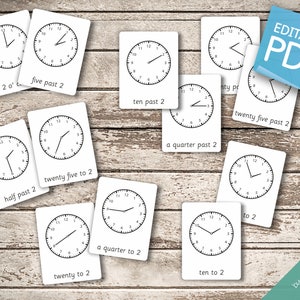 TELLING TIME (level 2) • 144 Editable Montessori Cards • Time Flash ...