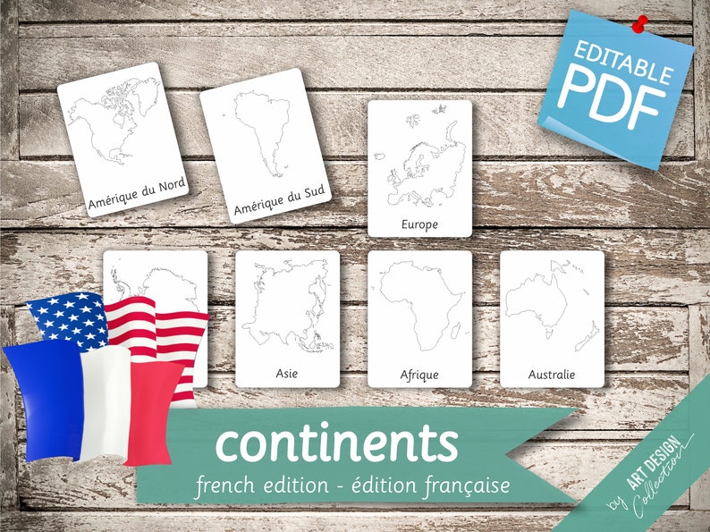 CONTINENTS of the WORLD French Edition • 8+8+8 French and English ...