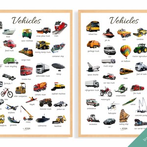 2 VEHICLES POSTERS Montessori Poster Montessori Educational ...