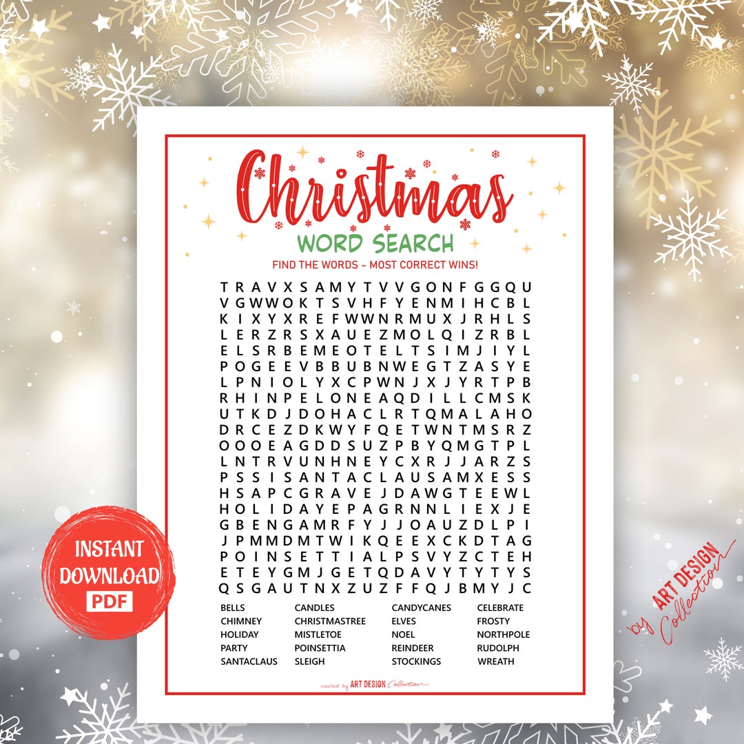 CHRISTMAS Word Search Game • Christmas Game Holiday Christmas Party ...