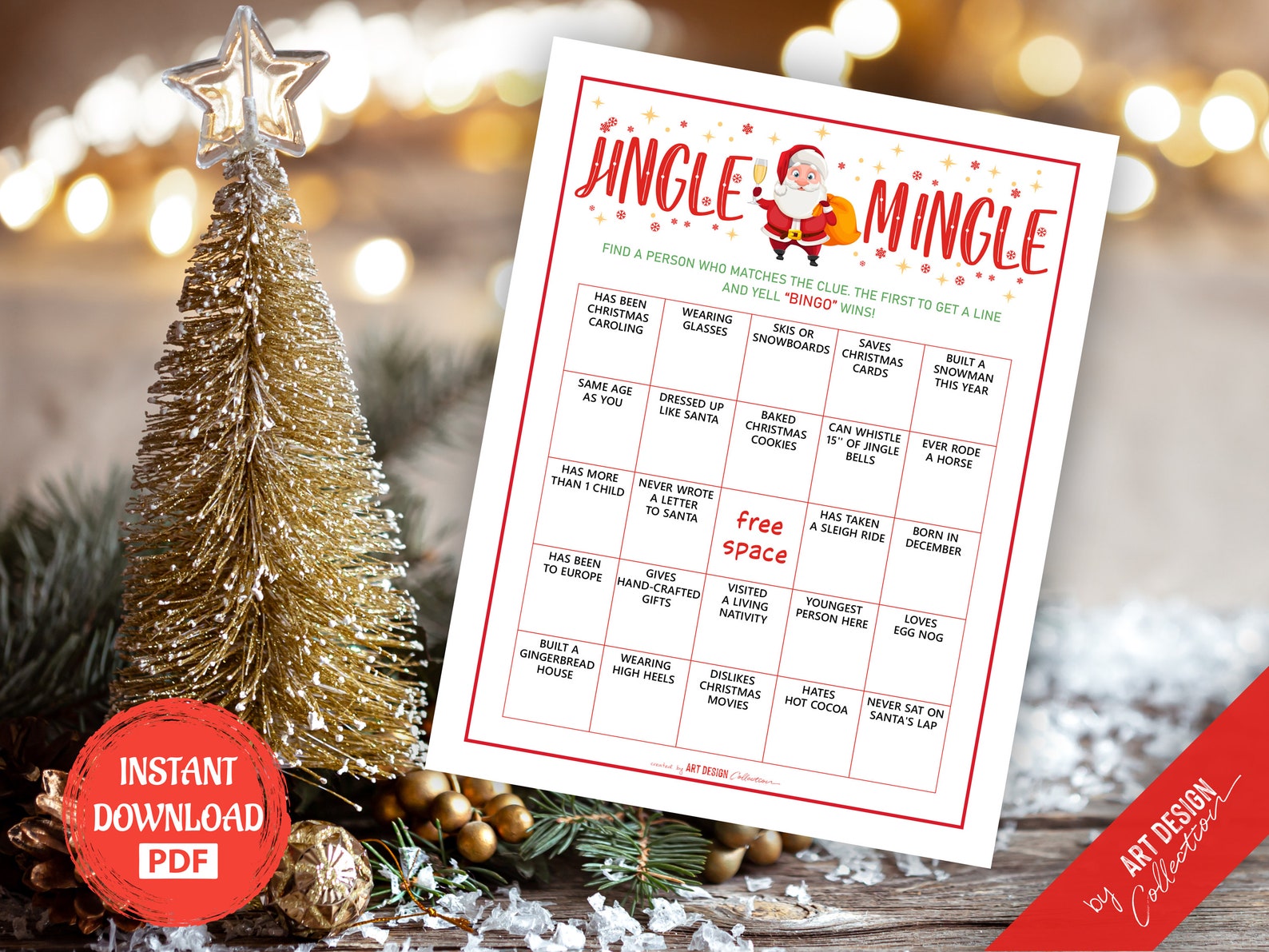CHRISTMAS Jingle Mingle Bingo Game Christmas Game Holiday - Etsy
