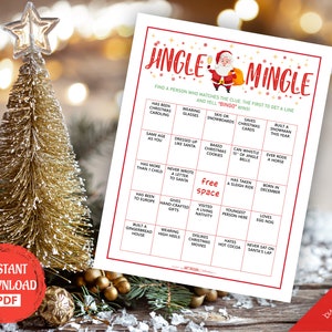 CHRISTMAS Jingle Mingle Bingo Game • Christmas Game Holiday Christmas ...
