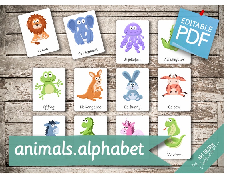 ANIMAL ALPHABET 26 Montessori Cards Flash Cards - Etsy