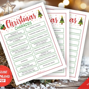 CHRISTMAS CHARADES Game • Christmas Game Holiday Christmas Party ...