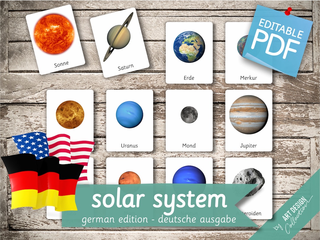 SOLAR SYSTEM GERMAN Edition • 13 German and 13 English Editable ...