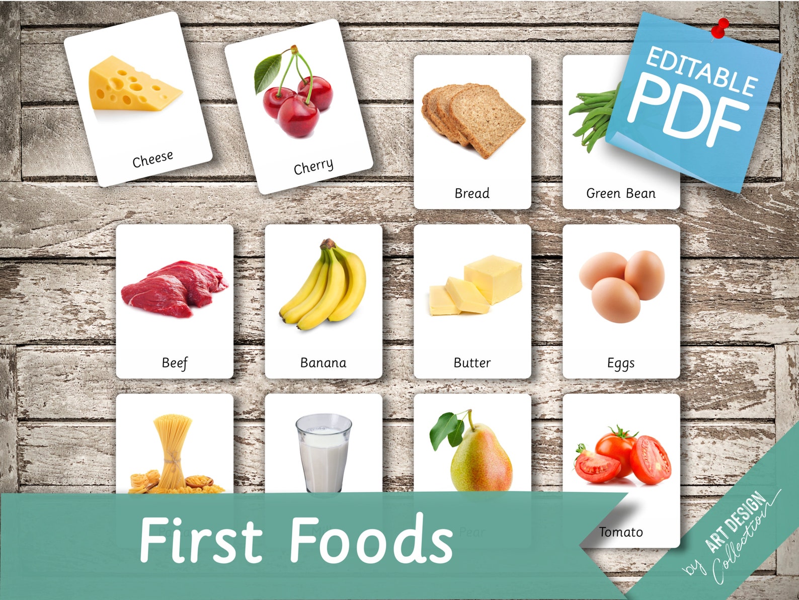 FIRST FOODS (real Pictures) • 92 Editable Montessori Cards • Flash ...