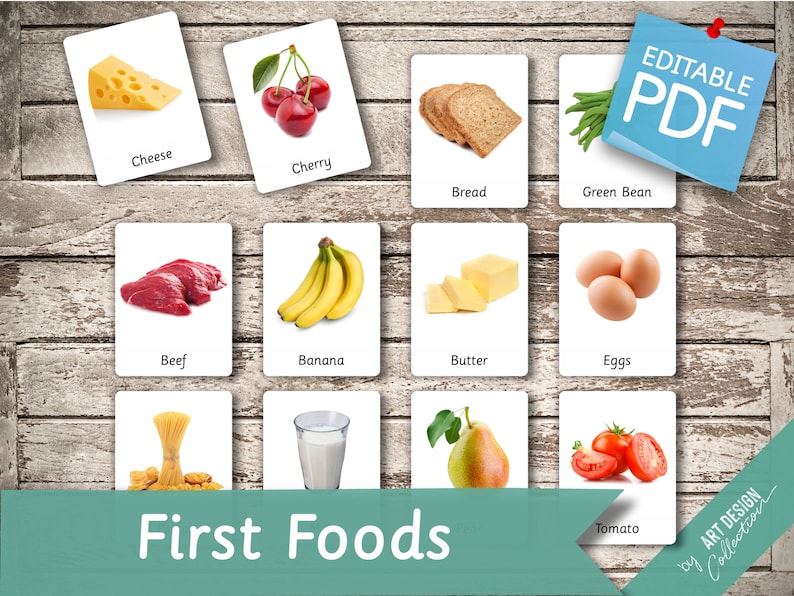 FIRST FOODS real Pictures 92 Editable Montessori Cards - Etsy