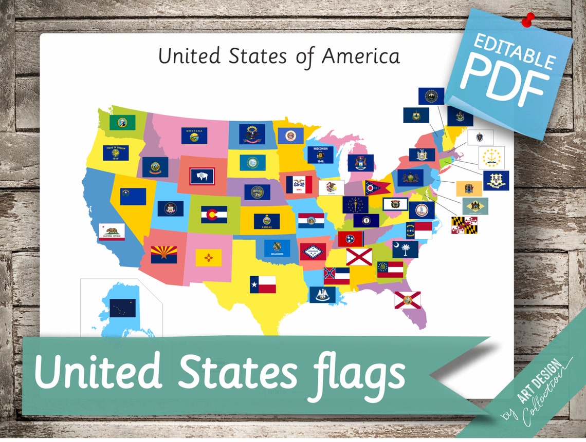 BUNDLE UNITED STATES Flags Maps 206 Editable Montessori | Etsy