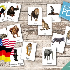 JUNGLE ANIMALS GERMAN Edition • 22 German and 22 English Editable ...