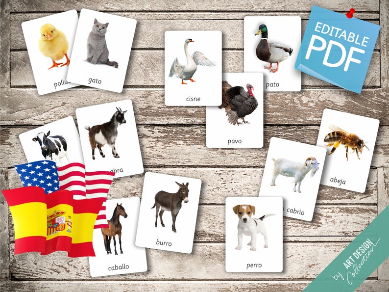 FARM ANIMALS SPANISH Edition 22 Spanish and 22 English - Etsy