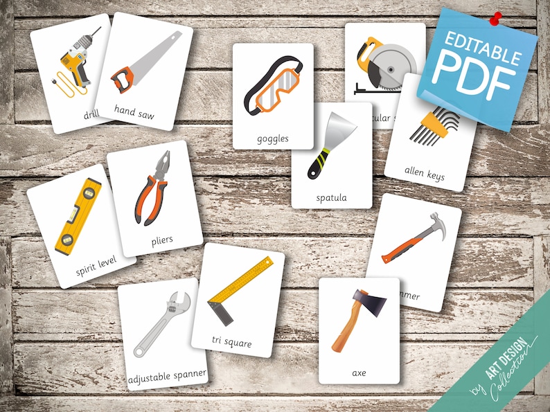TOOLS • 40 Montessori Cards • Flash Cards Nomenclature Flashcards ...