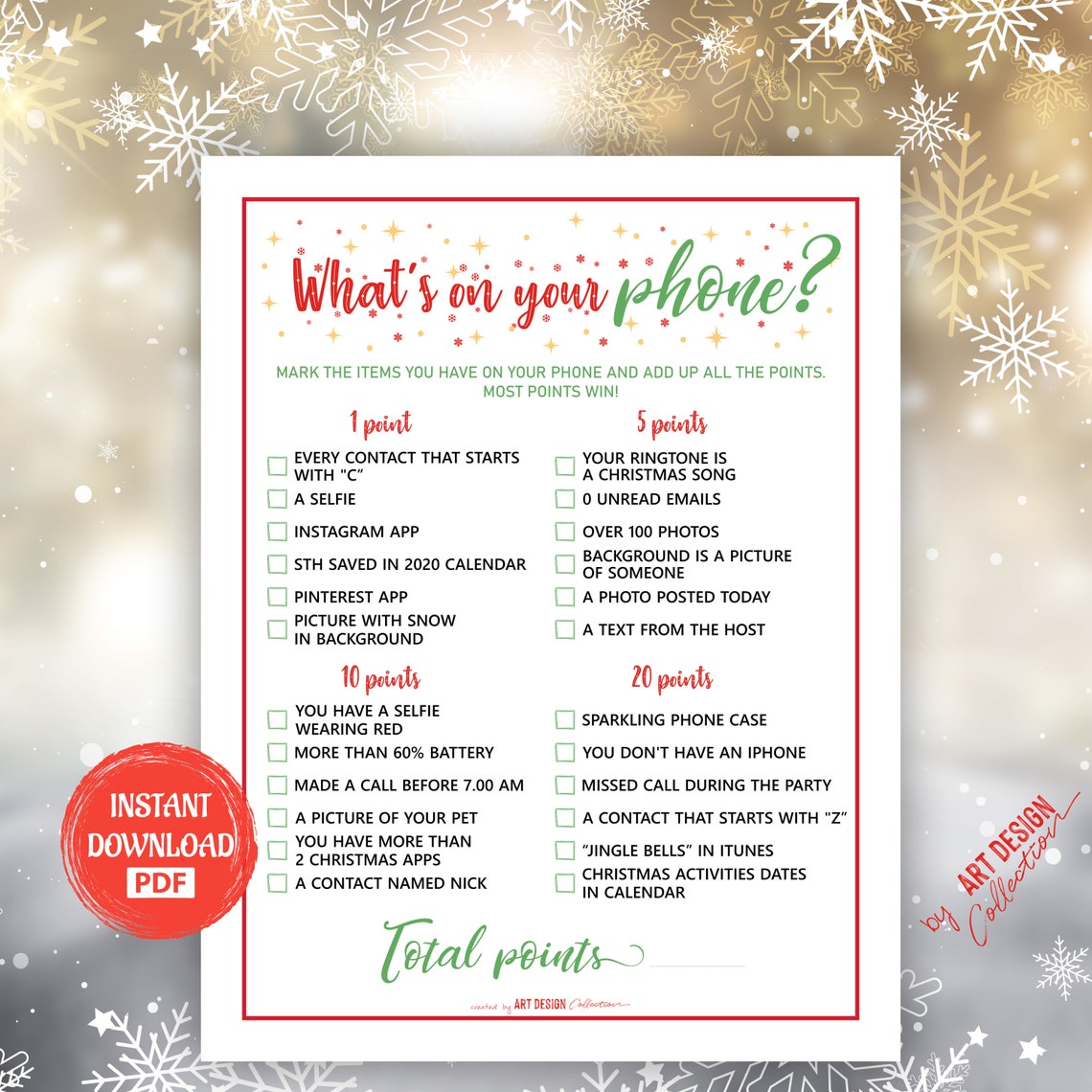 CHRISTMAS What's on Your Phone Game Christmas Game - Etsy