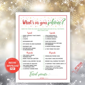CHRISTMAS What's on Your Phone? Game • Christmas Game Holiday Christmas ...