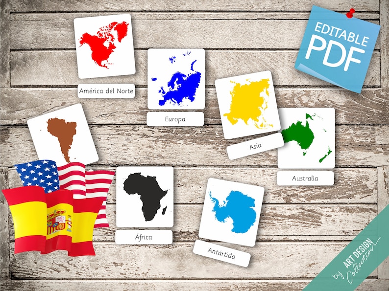 CONTINENTS of the WORLD SPANISH Edition 888 Spanish and | Etsy