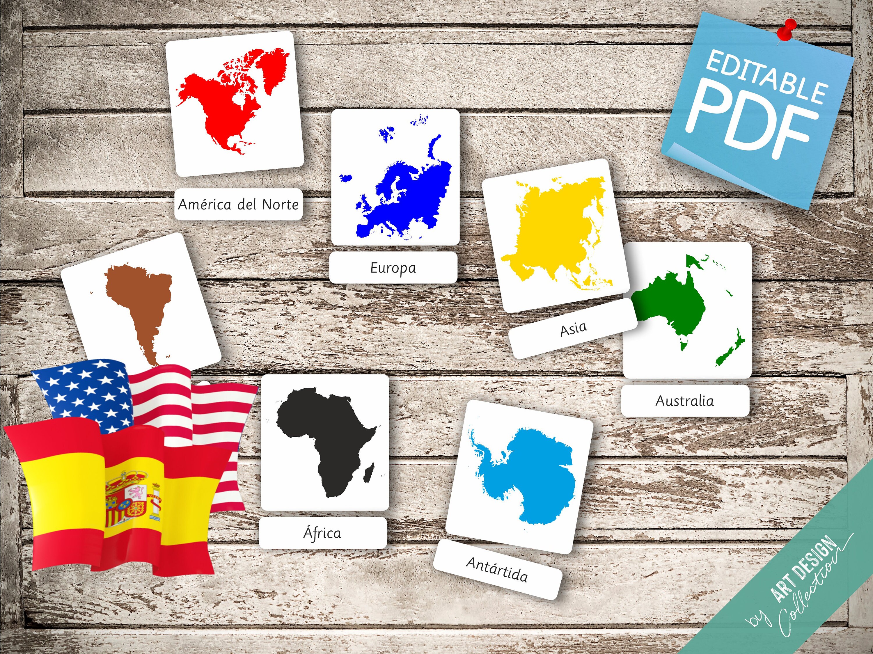 CONTINENTS of the WORLD SPANISH Edition 888 Spanish and | Etsy